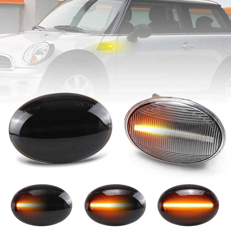 For-Mini-Cooper-R55-R56-R57-R58-R59-Clear-Smoked-Yellow-Lens-LED-Side ...
