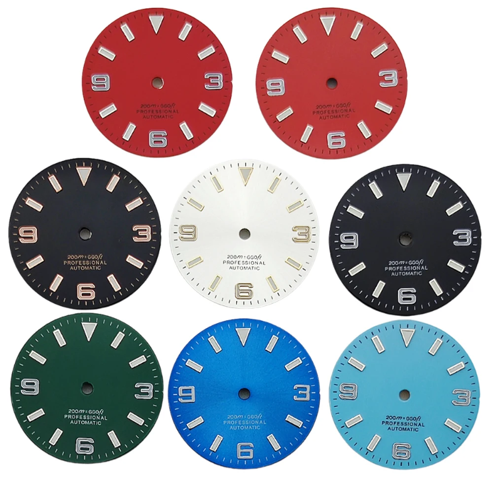 NH35-Watch-Dial-29mm-Black-White-Green-Red-Orange-luminous-dial-fit ...