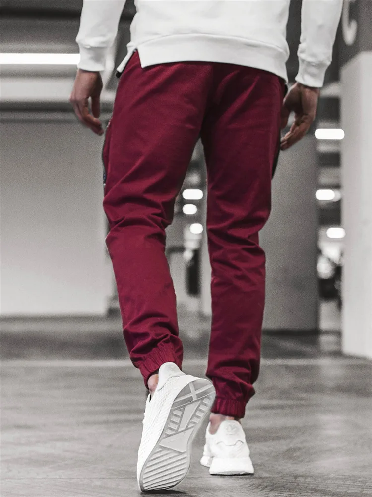 Men's Casual Jogging Pants Fashionable Paneled Zipper Cotton Cargo Pants