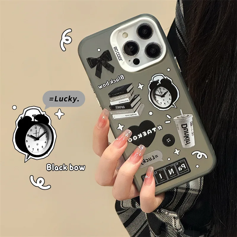 Trend-English-Bow-Ribbon-Love-Heart-Alarm-Clock-Book-Frosted-Laser ...