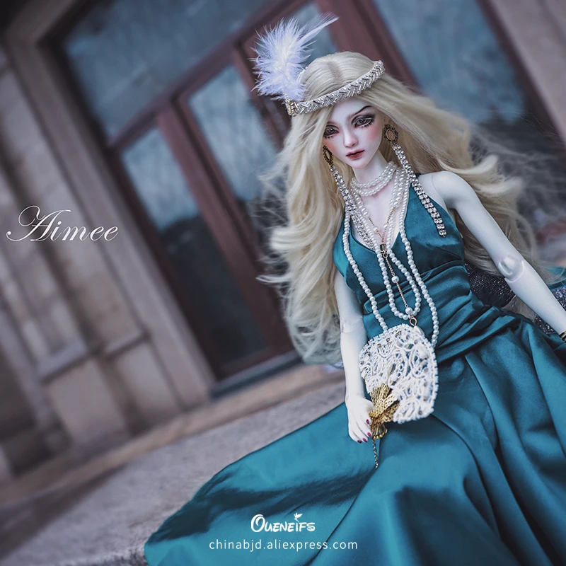 BJD Doll 1/4 Aimee Green Long Grace Dress Classic Delicate Makeup and ...