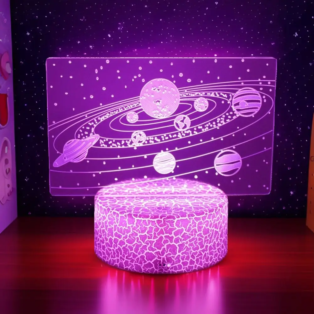3D Lamp illusion Solar System Nine Planets Lava LED Night Light Color ...