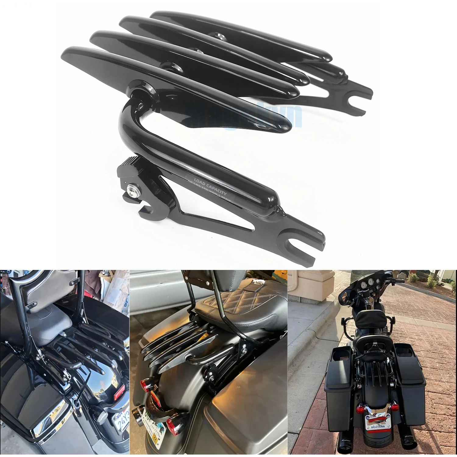 Detachable-Two-Up-Stealth-Luggage-Rack-Mounting-Fit-Harley-Touring ...