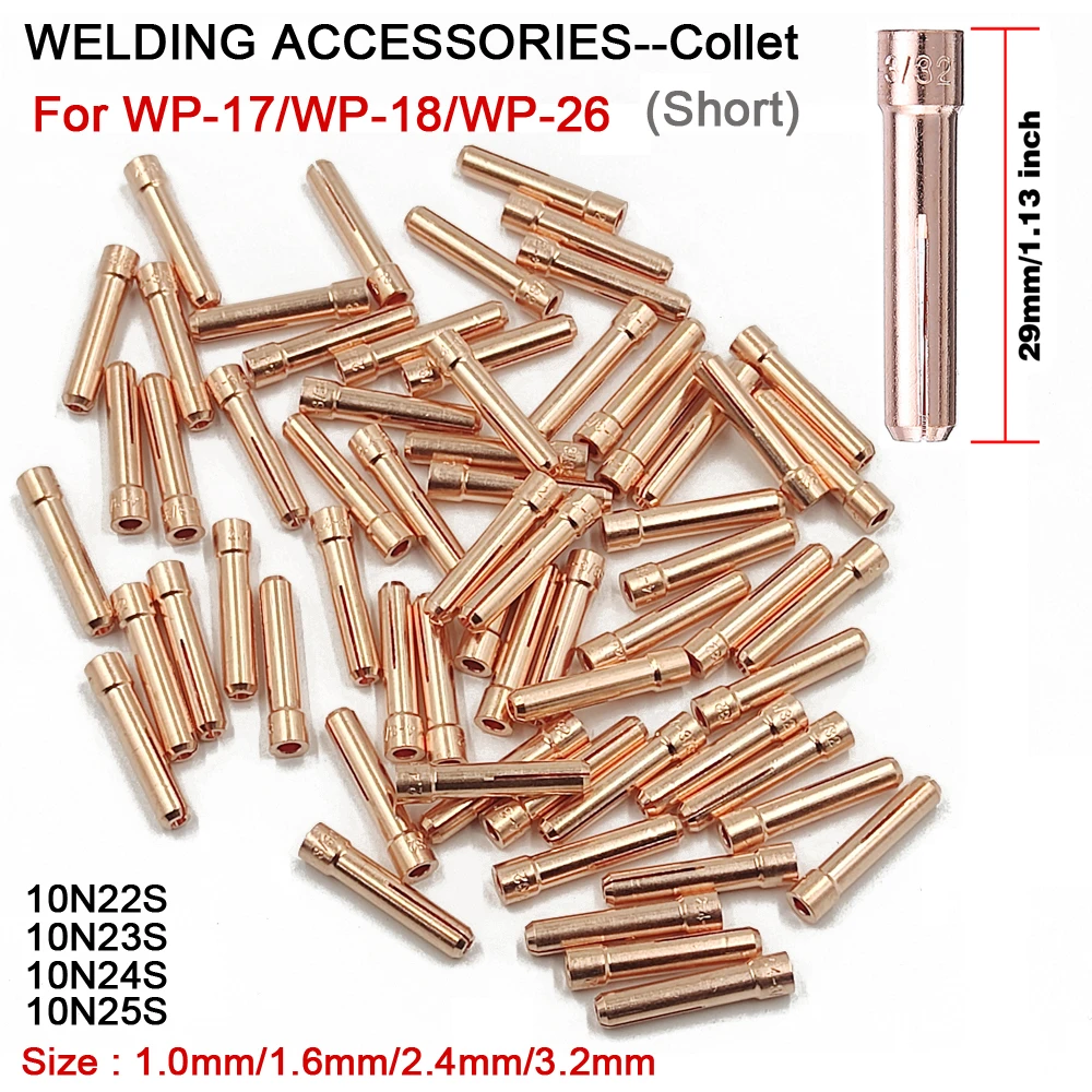 1.0/1.6/2.4/3.2mm TIG Short Collet Tips 10N22S 10N23S 10N24S 10N25S For ...
