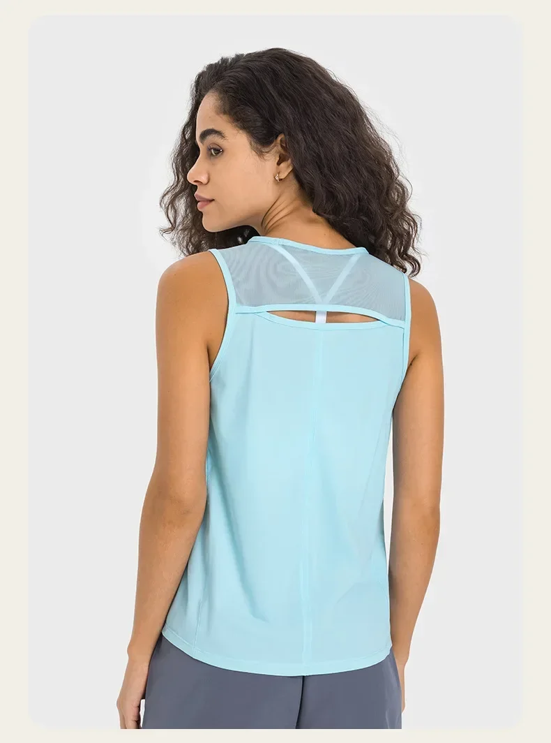 Hollow Mesh Yoga Top Women's Quick Dry Breathable Fitness Sleeveless ...