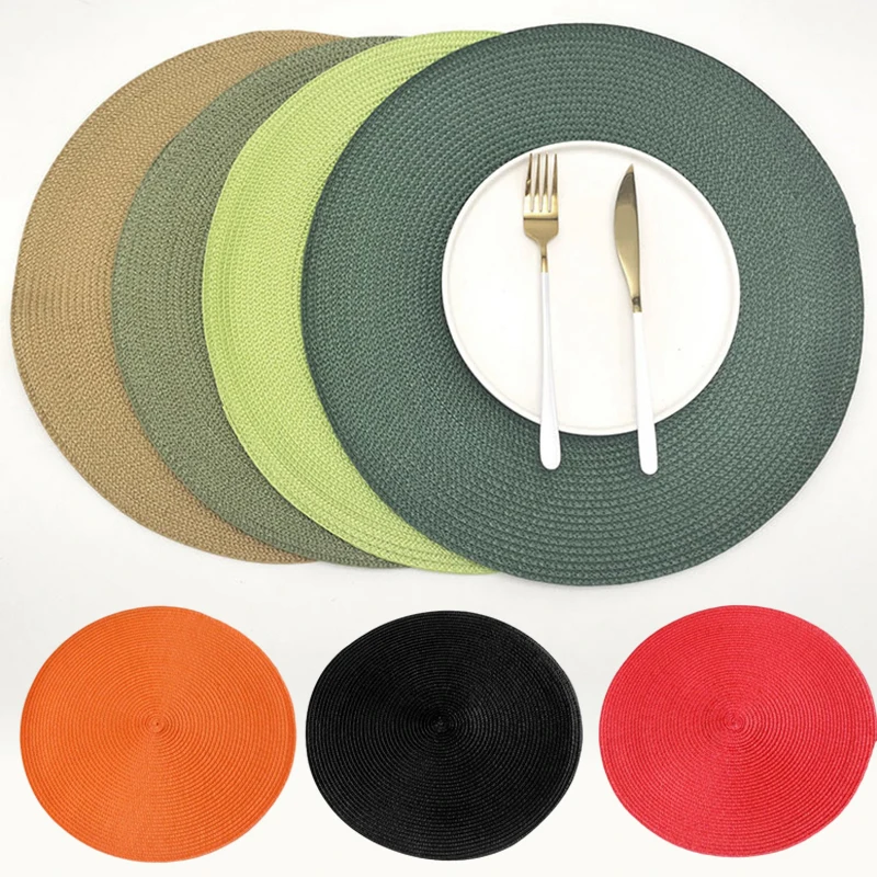 Round-Table-Mat-Woven-Ramie-Placemats-Anti-Slip-Dining-Table-Mats-Non ...
