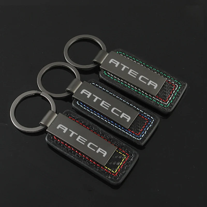 Leather-Motorcycle-Keychain-Carbon-Fiber-Key-Rings-for-Seat-Ateca-Logo ...