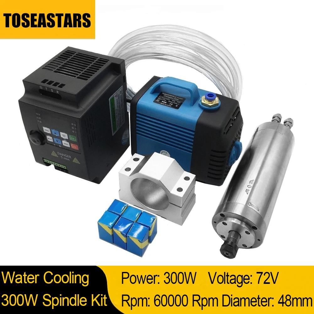 300W-Water-Cooled-Spindle-Motor-Kit-72V-48mm-Diameter-60000rpm-High ...