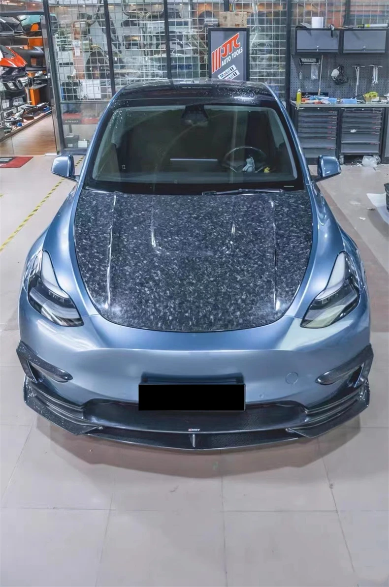 For Tesla Model Y 2020 2021 2022 Real Carbon Fiber & FORGE Carbon Front ...