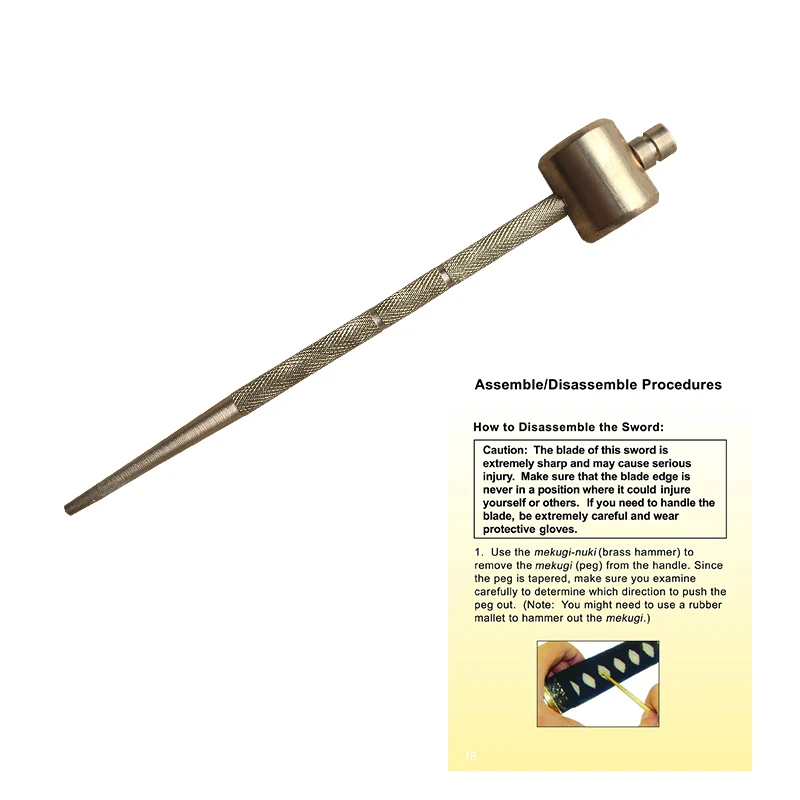 Mekugi-nuki-Brass-Hammer-Professional-For-Japanese-Sword-Dis-assemble ...