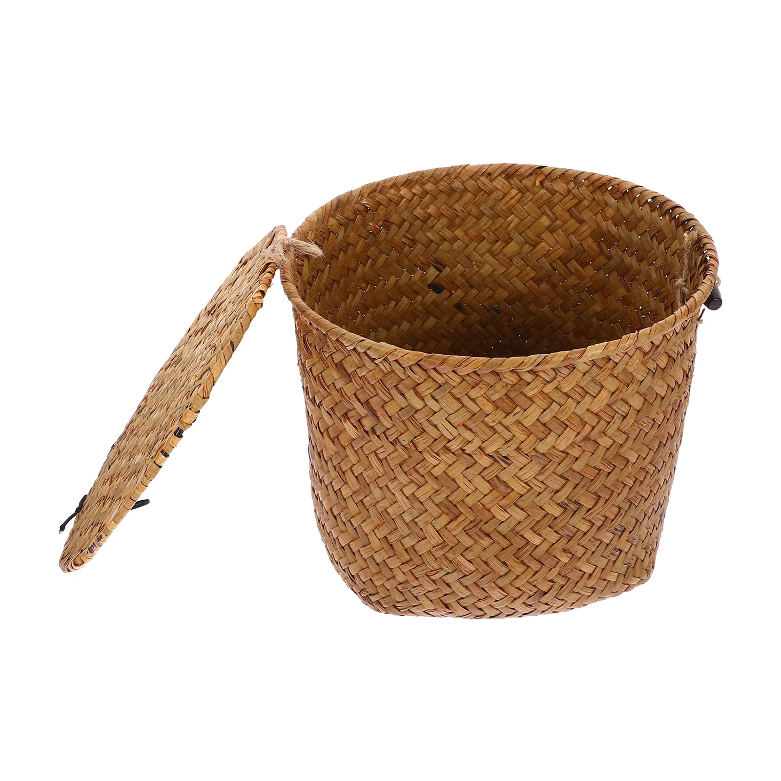 Natural-Rattan-Round-storage-box-with-Lid-Desktop-Storage-box-Sundries ...
