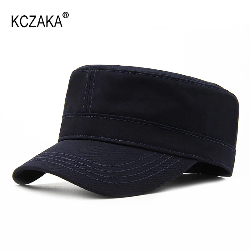 KCZAKA-Brand-Unisex-Fitted-Military-Hat-Men-s-Cotton-Blank-Flat-Top ...