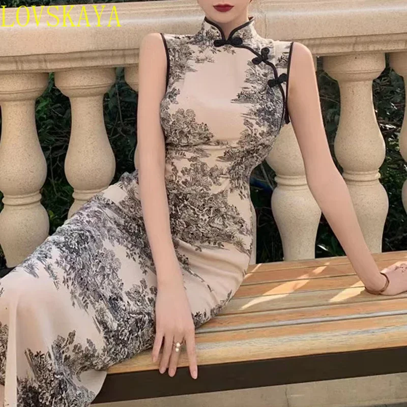 Traditional-Chinese-Qipao-Modified-Custom-Cheongsam-Dress-Sleeveless ...