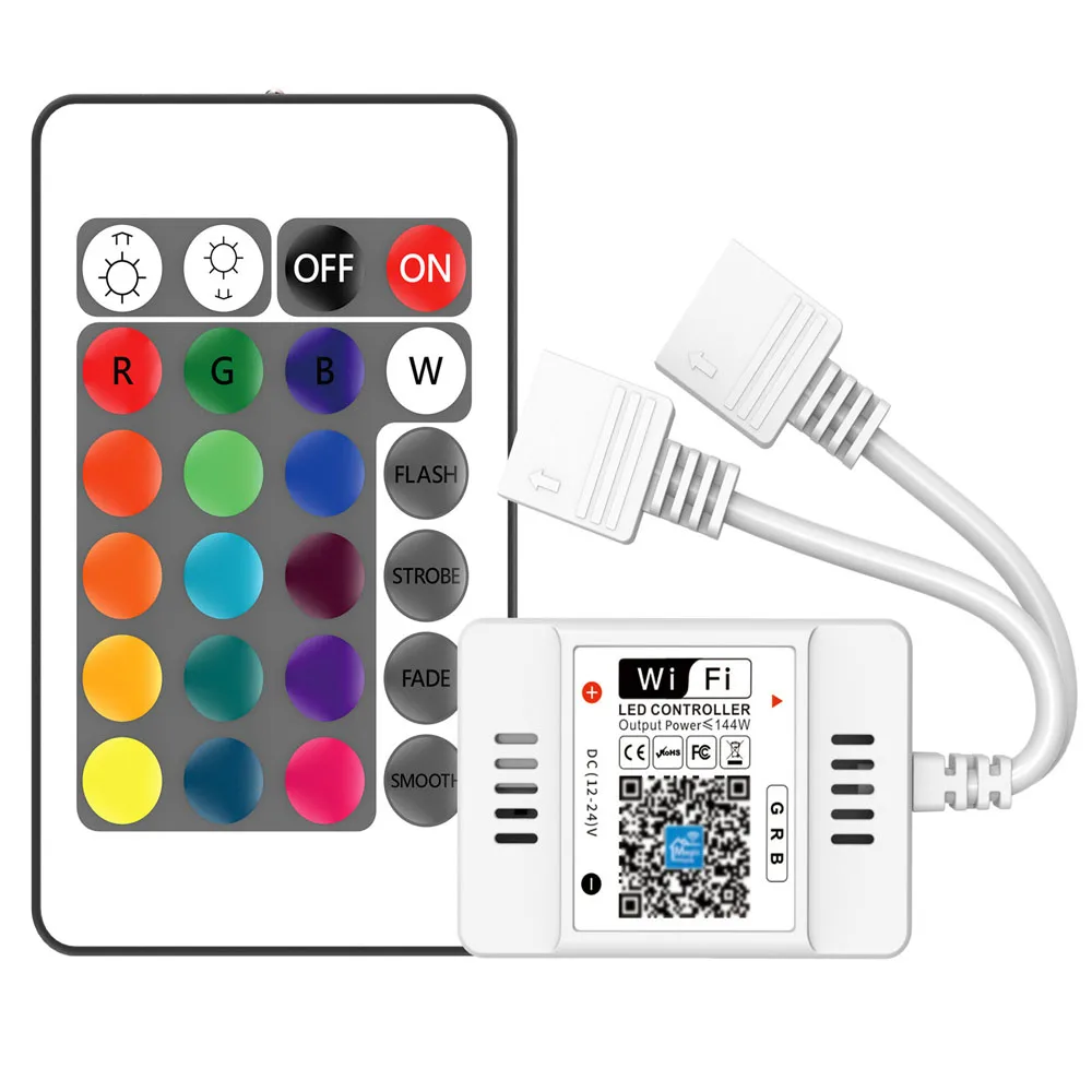 12V-24V-WiFi-LED-RGB-controller-2-4G-24-key-remote-control-single-and ...