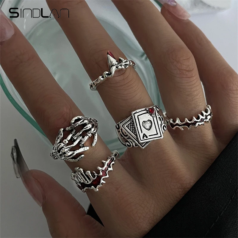 Emo Rings Goth Punk | Punk Emo Rings Set | Emo Jewelry Rings | Fashion ...