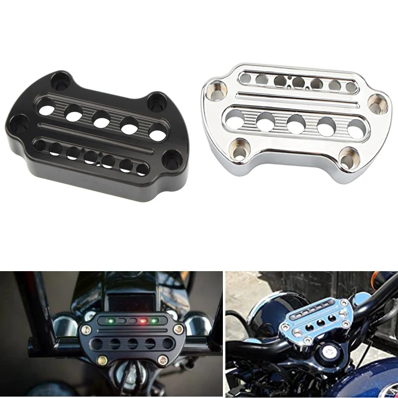 Motorcycle Handlebar Top Clamps Mount Indicator Light Aluminum CNC ...