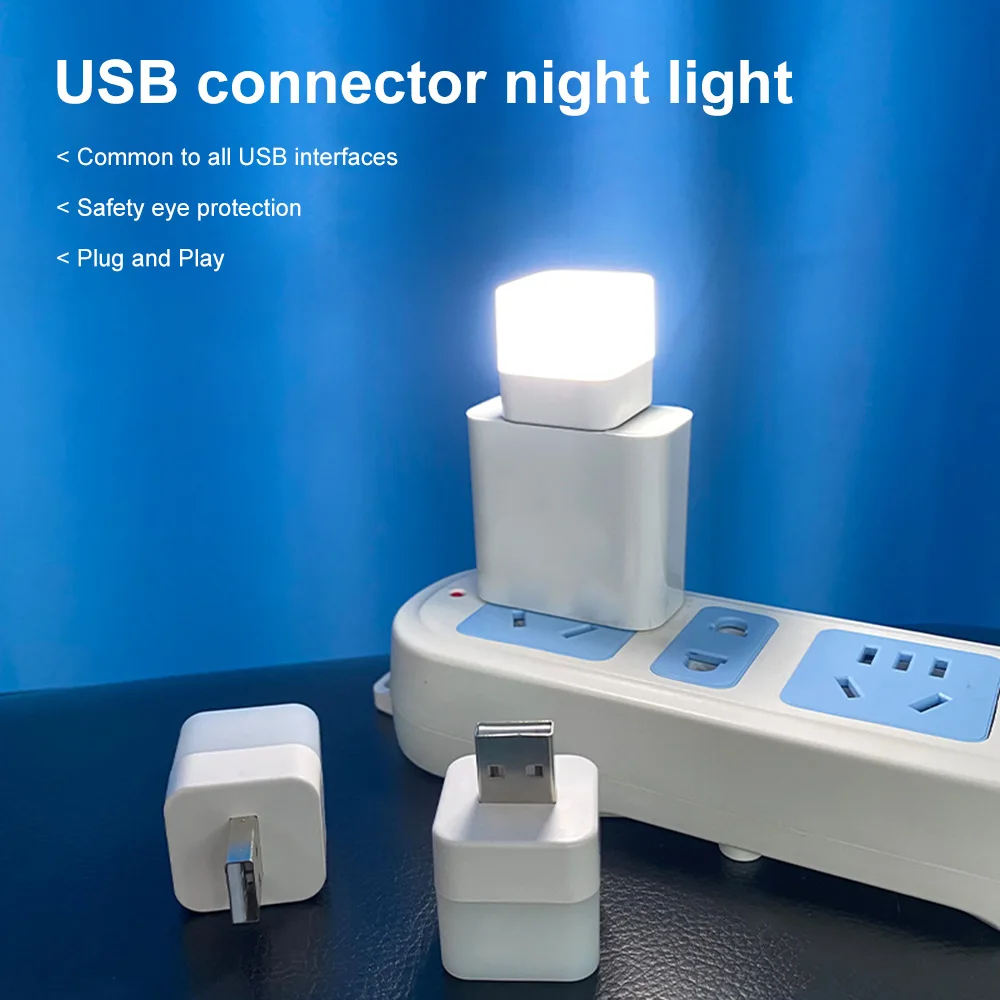 Usb 플러그 램프 미니 Led 야간 조명 파워 뱅크 충전 Usb 책 조명 야간 조명 작은 사각형 독서 눈 보호 램프