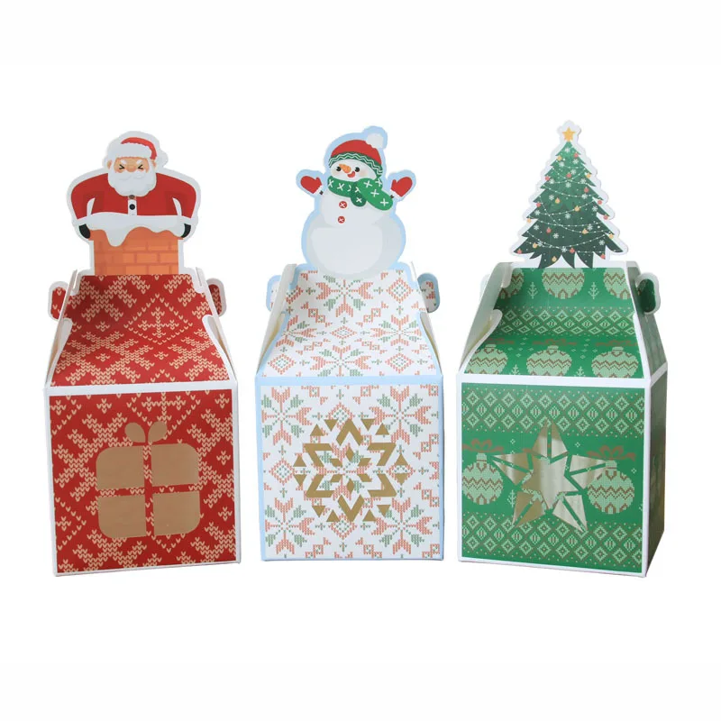 10pcs Christmas Apple Gift Box Clear Window Xmas Favor Candy Box ...