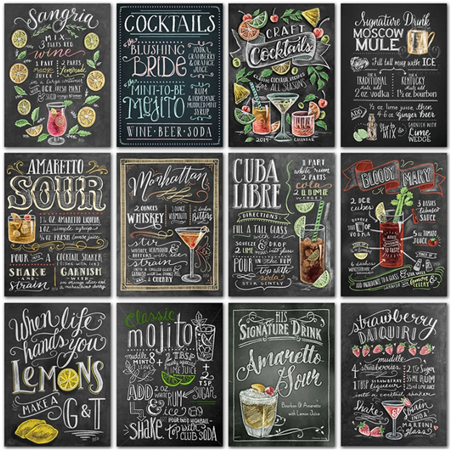 Diamond-Painting-by-Number-Decor-Blackboard-Text-Drink-Bar-Menu-Full ...