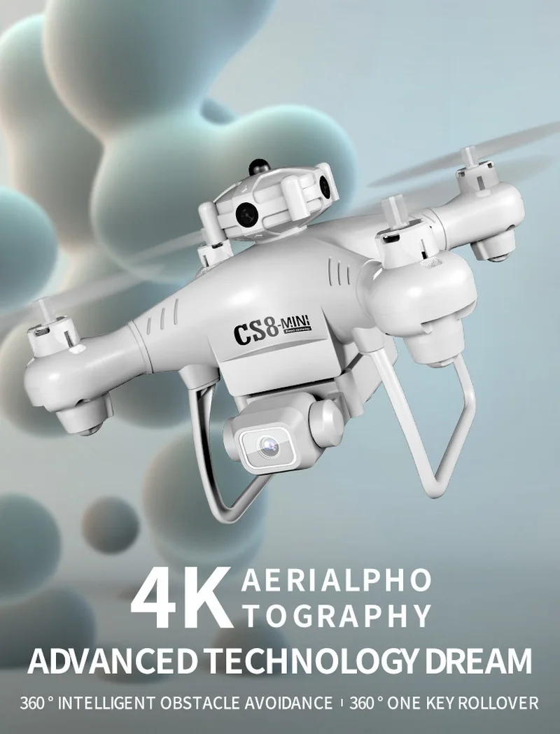 CS8 4K Blanc 3B - New CS8 Drone Obstacle Avoidance 360° RC Drone 4K ...