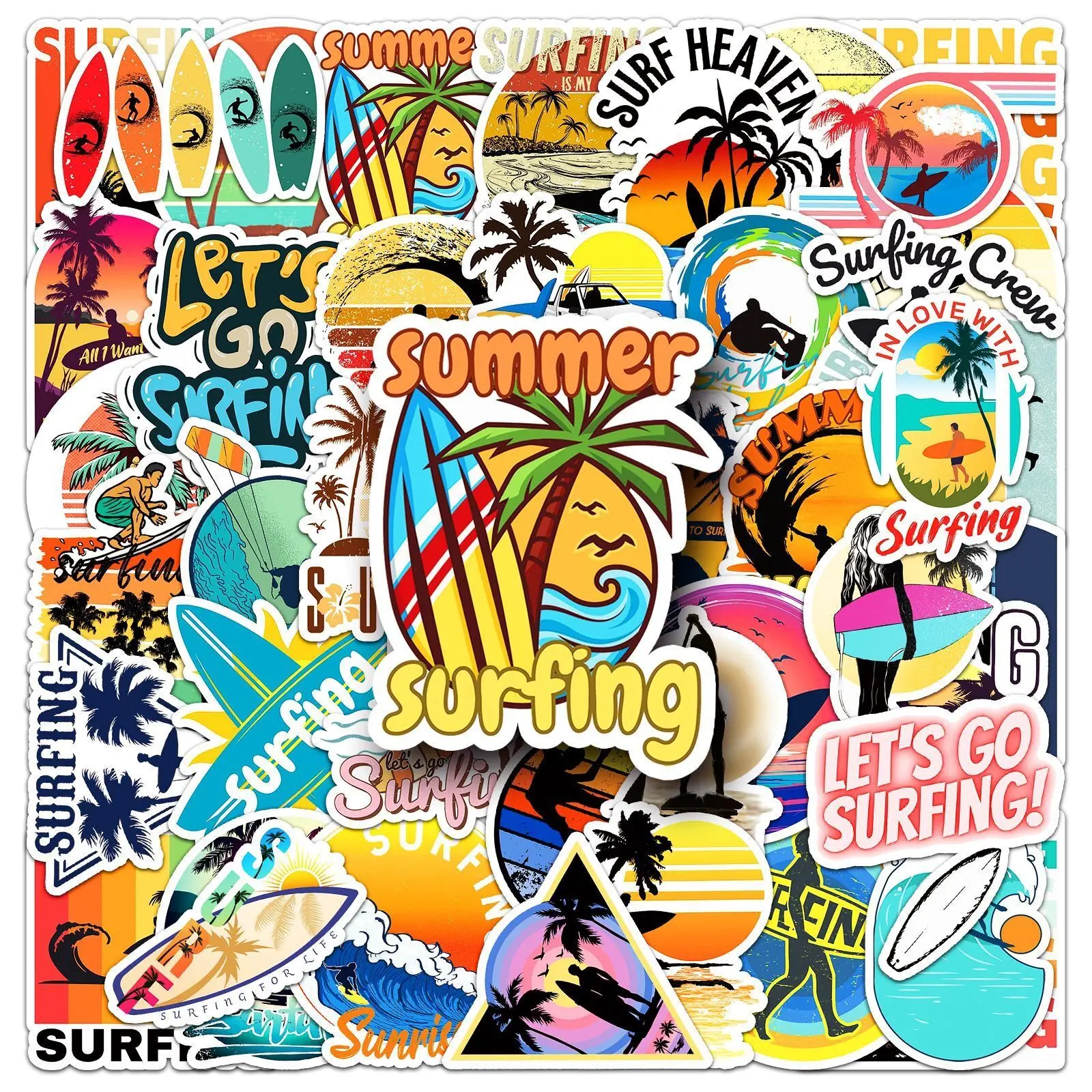 10-50PCS-Outdoor-Summer-Beach-Surfing-Stickers-Waterproof-DIY-Water ...