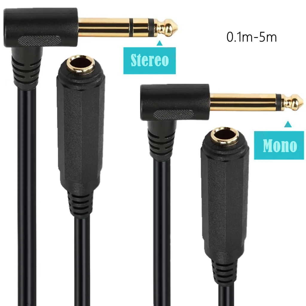 Dual channel Guitar Extension Cord Mono 6.35 TRS Male to 6.35mm Elbow ...