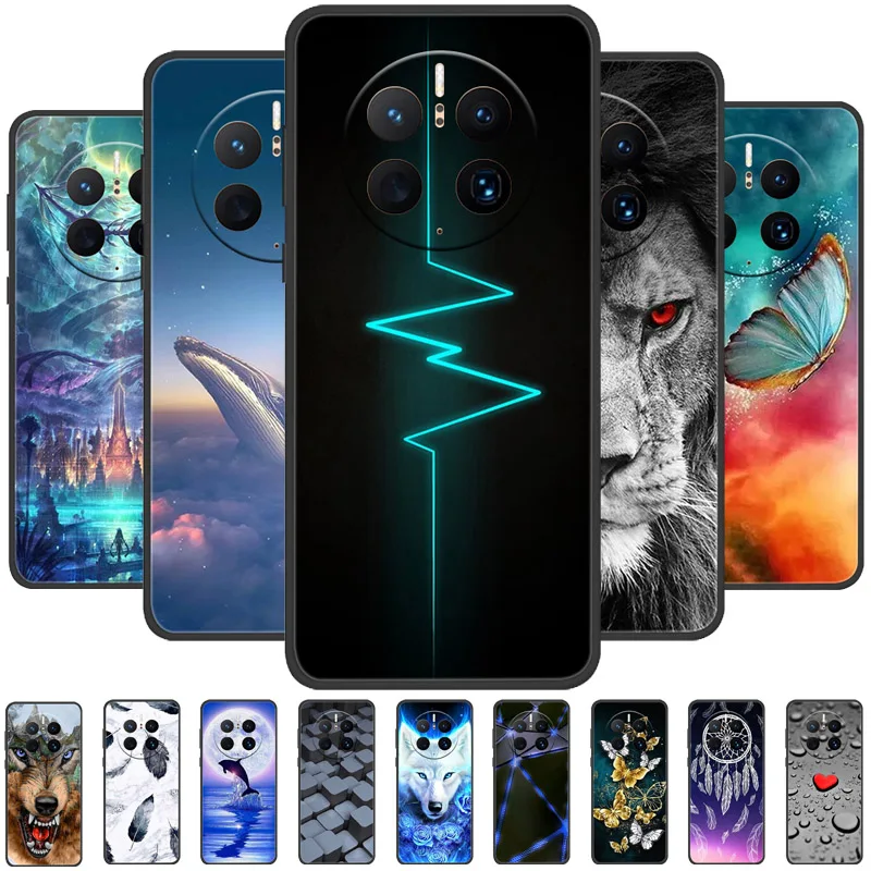 For Huawei Mate 50 Pro Case Cover Soft TPU Painted Funda Cases For ...