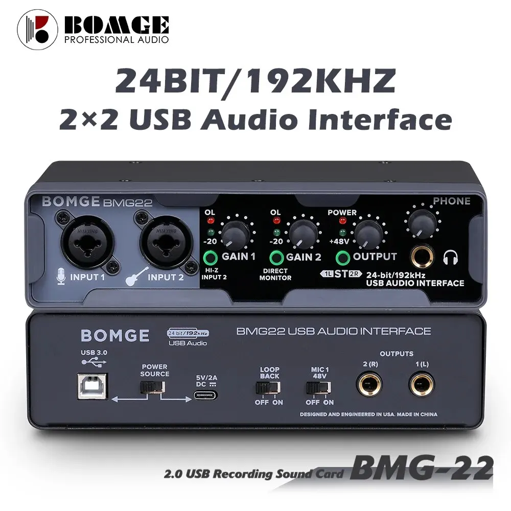 BOMGE-USB-Audio-Interface-24-Bit-192-KHz-with-XLR-Phantom-Power-Direct ...