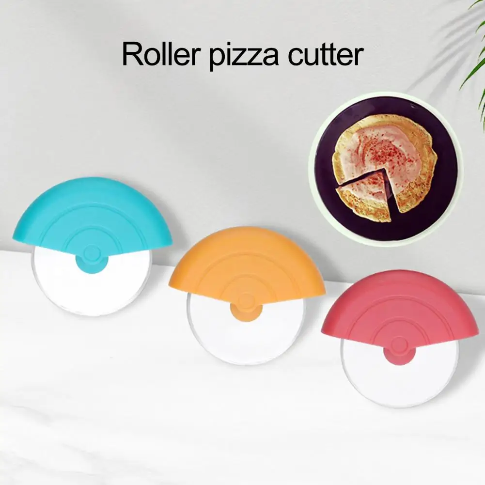 Pizza Cutter Round Sharp Rotating Wheel Curved Handle Stainless Steel ...