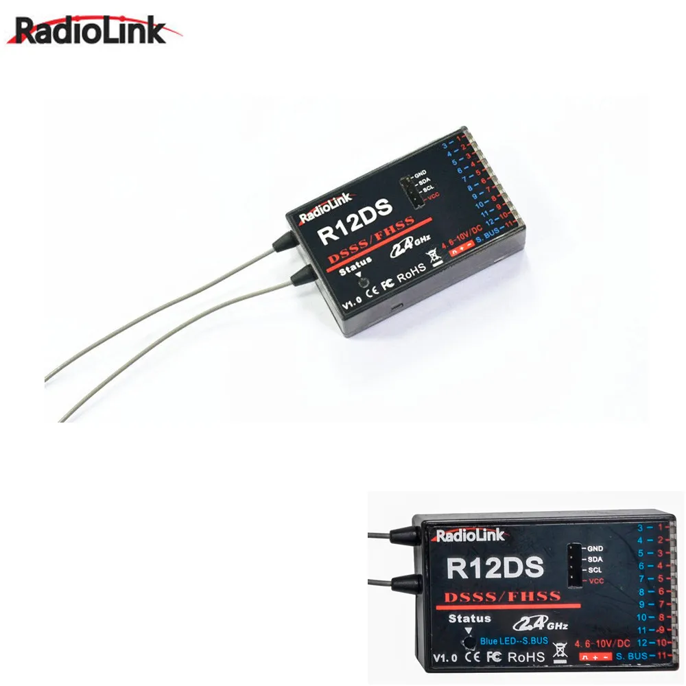 RadioLink R12DS 2.4GHz 12CH DSSS & FHSS Receiver for RadioLink AT9 AT9S ...