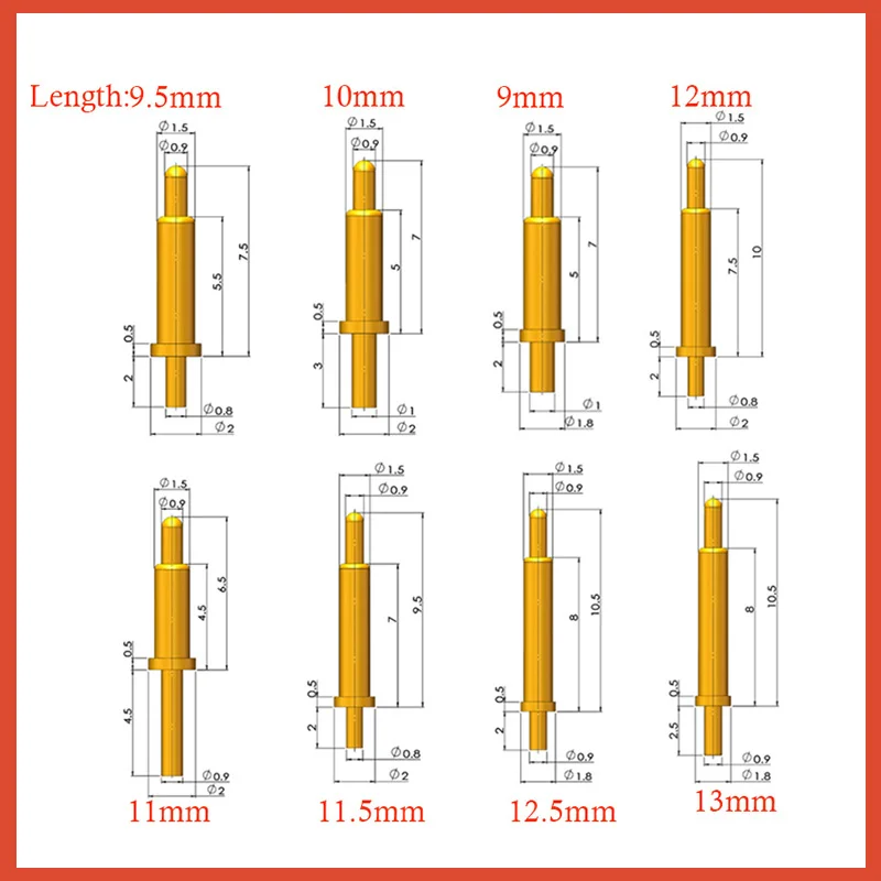 Test Point Connectors 100pcs Gold-Plated 6mm Pogo Pin Connectors ...