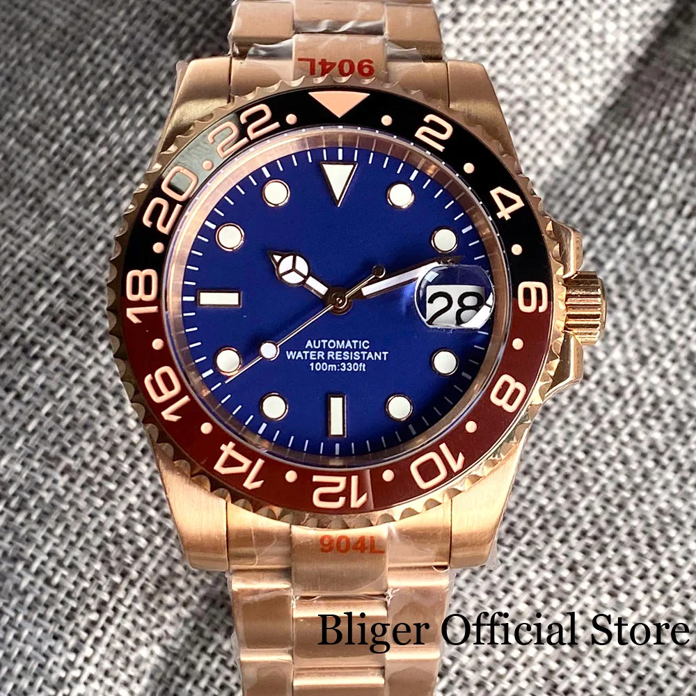 BLIGER-40mm-Japan-NH35A-Automatic-Movement-Mens-Watch-Rose-Gold-Case ...
