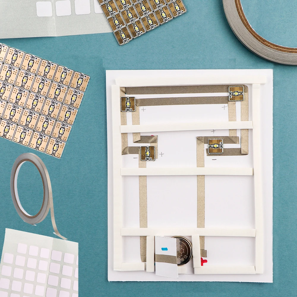 White-LED-Circuit-Stickers-and-Conductive-Fabric-Tape-For-Light-up ...