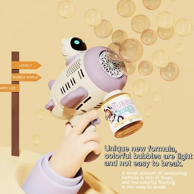 Purple Bubble Machine for Children Automatic Bazooka Bubble with Light ...