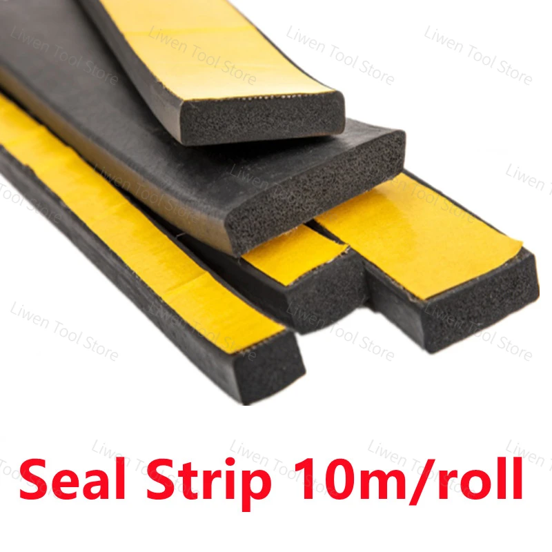 EPDM Self Adhesive Sponge Seal Strip Rubber Black Foam Strong Single-sided Adhesive Soundproof ...