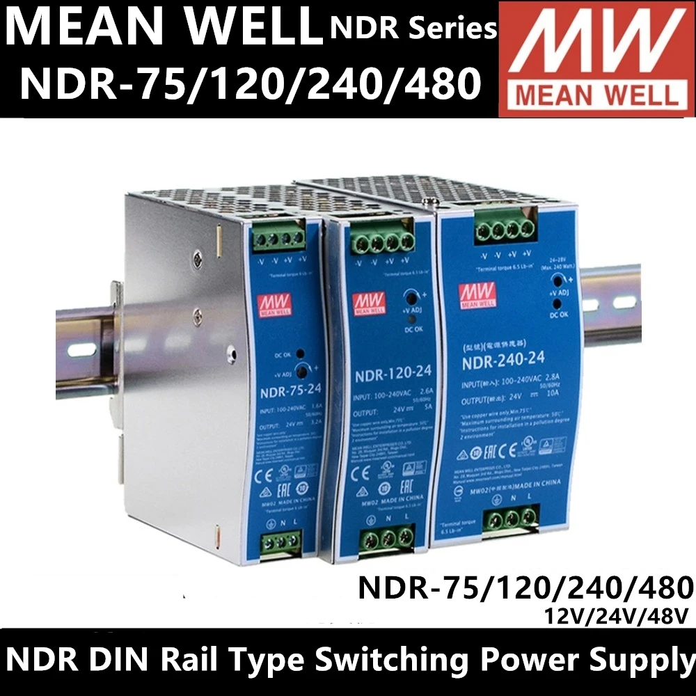 MEAN-WELL-fuente-de-alimentaci-n-conmutada-de-Riel-DIN-NDR-75W-de-120W ...