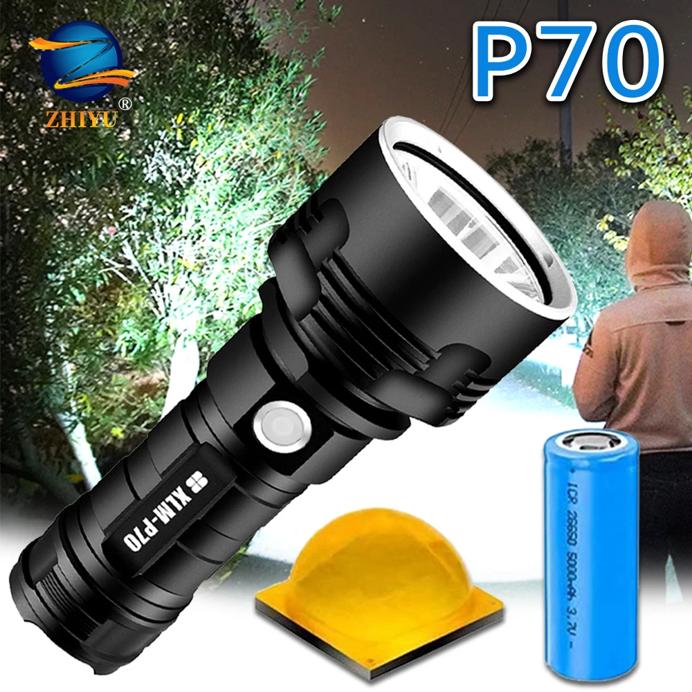 ZHIYU Super Powerful LED Flashlight L2 P70 Tactical Torch USB ...