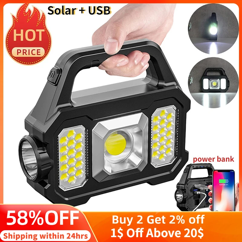 500lm Rechargeable Flashlight Waterproof 6 Gears Torch Light Portable ...