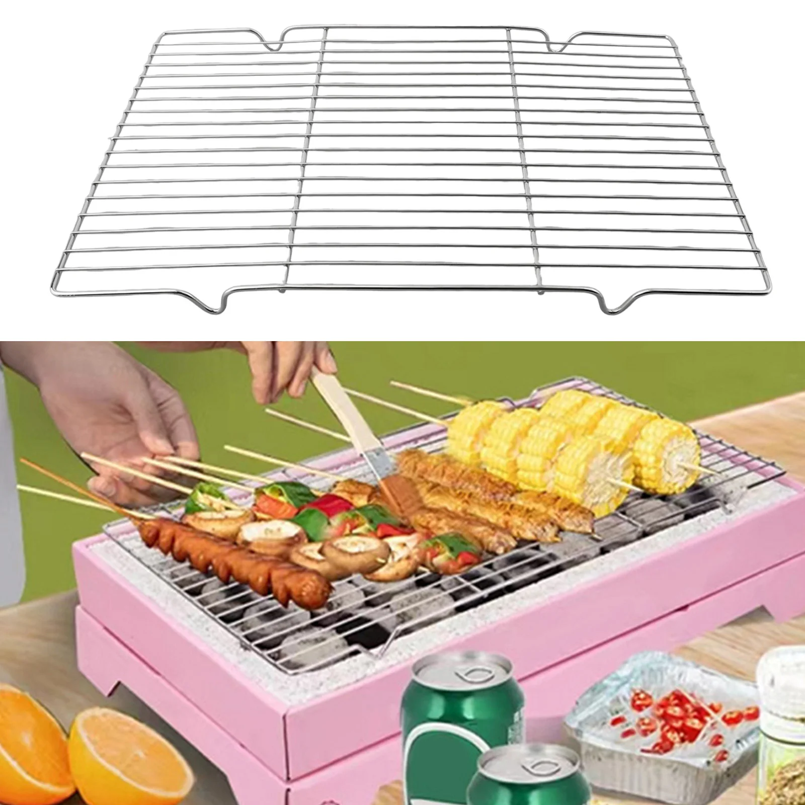Stainless Steel Mat Net Grid Shape Rectangle Grill Grilling BBQ Mesh ...