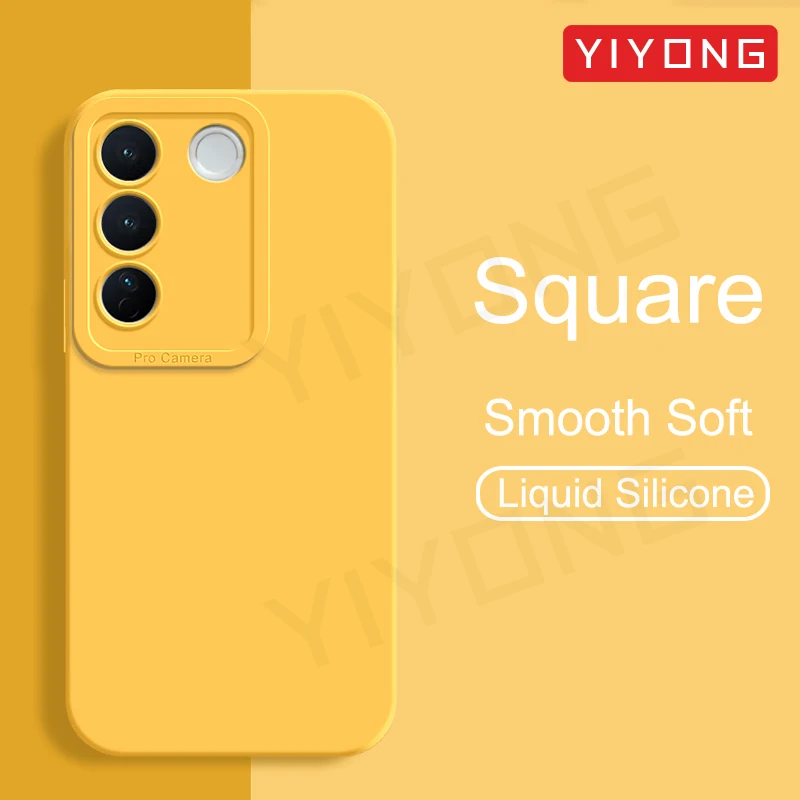 For-VivoV27-Case-YIYONG-Square-Soft-Liquid-Silicone-Dustproof-Cover-For ...