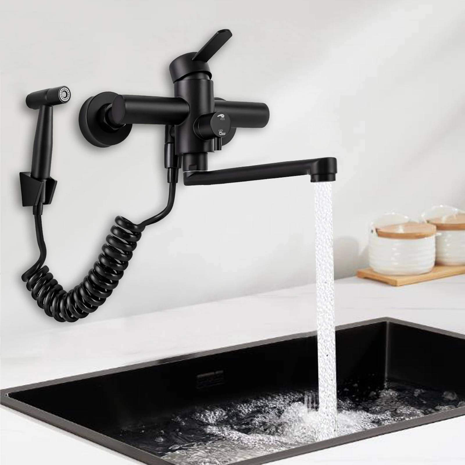 Wall-Mounted-Kitchen-Tap-with-Side-Sprayer-Kitchen-Sink-Mixer-Tap ...