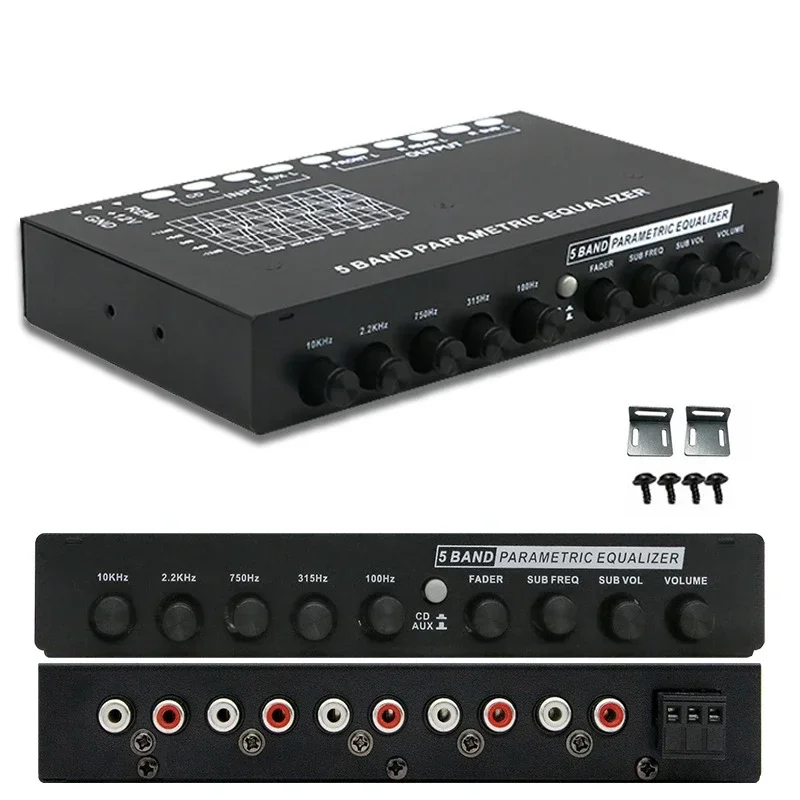 Car Power Amplifier Equalizer 5 Segment Sound EQ Tuned Frequency ...