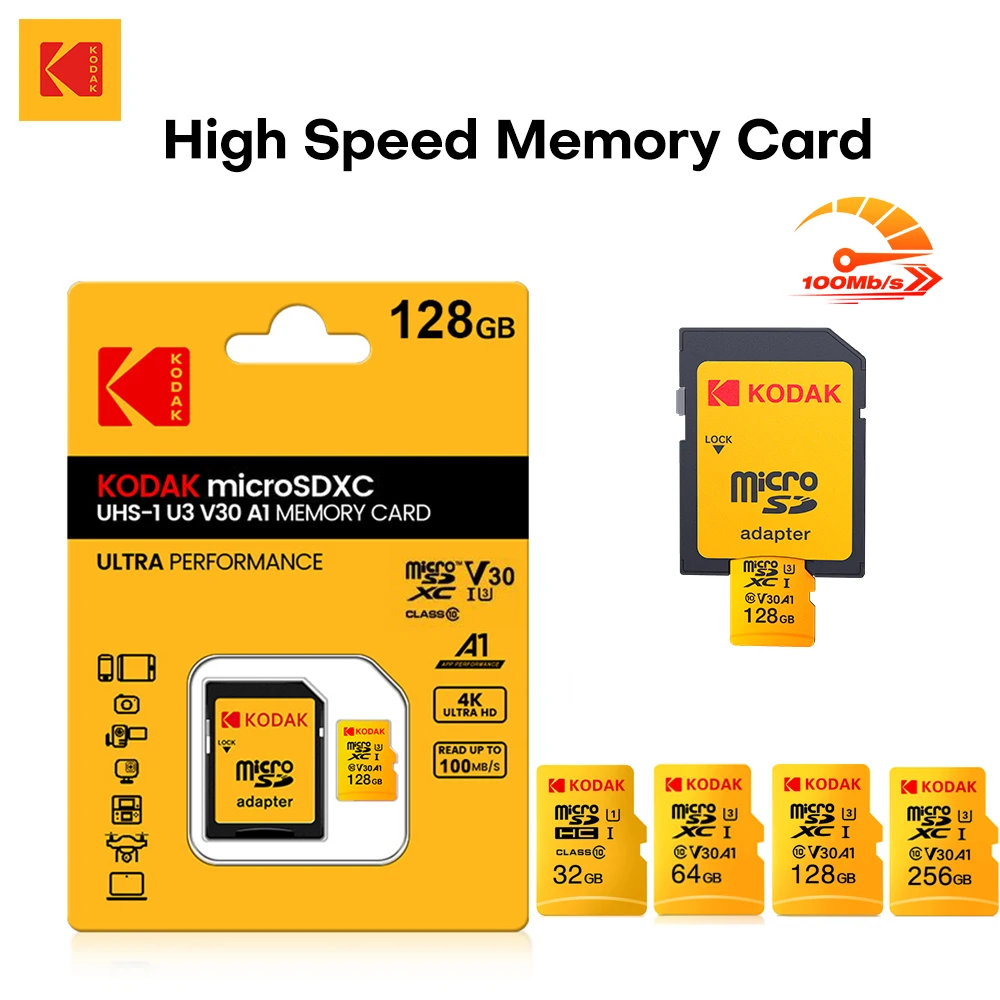 KODAK Micro SD Card 256GB Memory Card UP TO 100MB/s C10 U3 32GB 64GB ...