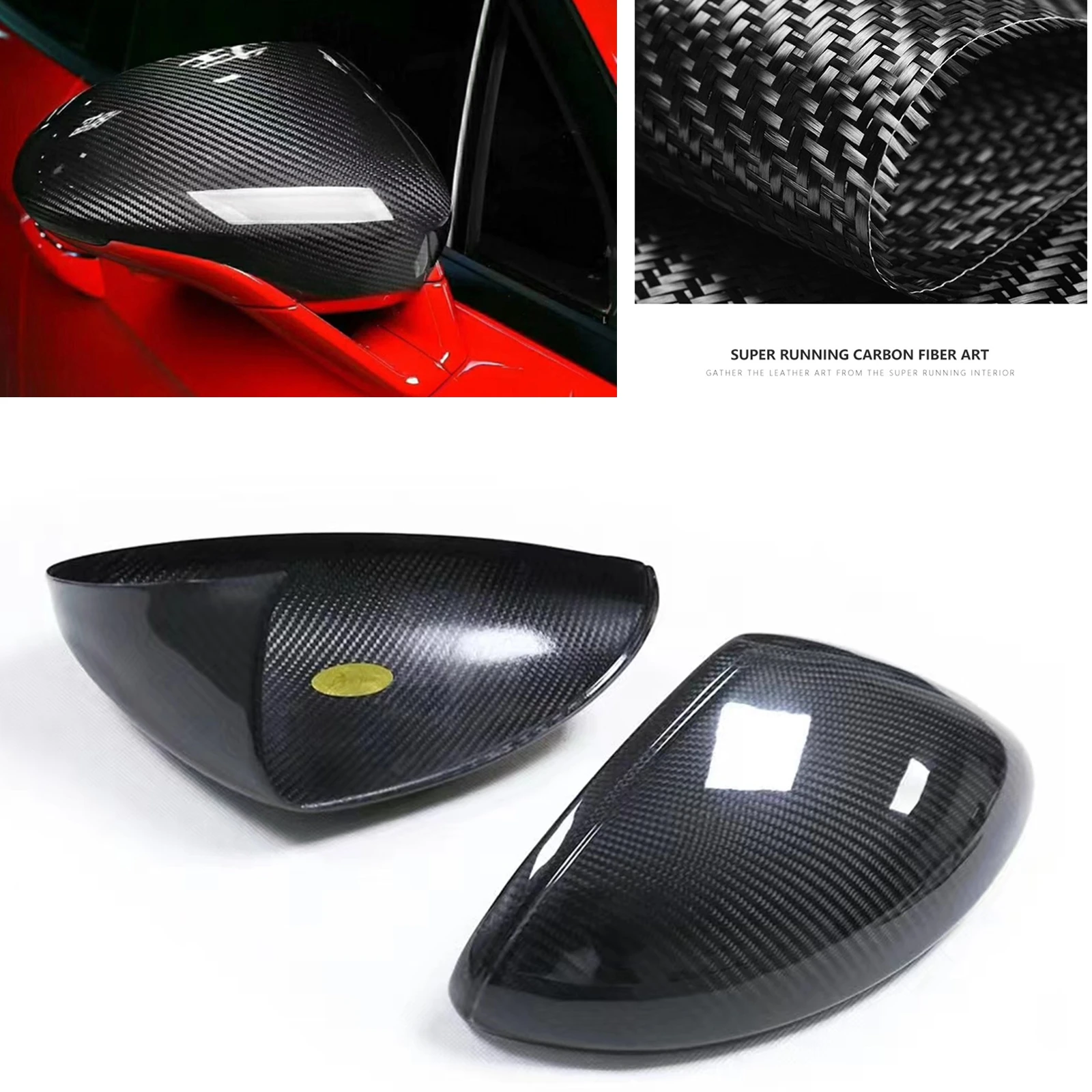 For-Porsche-718-Boxster-Cayman-2016-2023-Real-Carbon-Fiber-Mirror-Cover ...