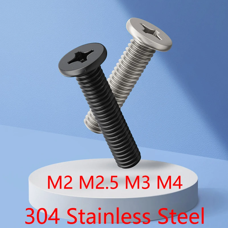 30Pcs Cross Recessed Flat Head Screw M2 M2.5 M3 M4 304 Stainless Steel ...