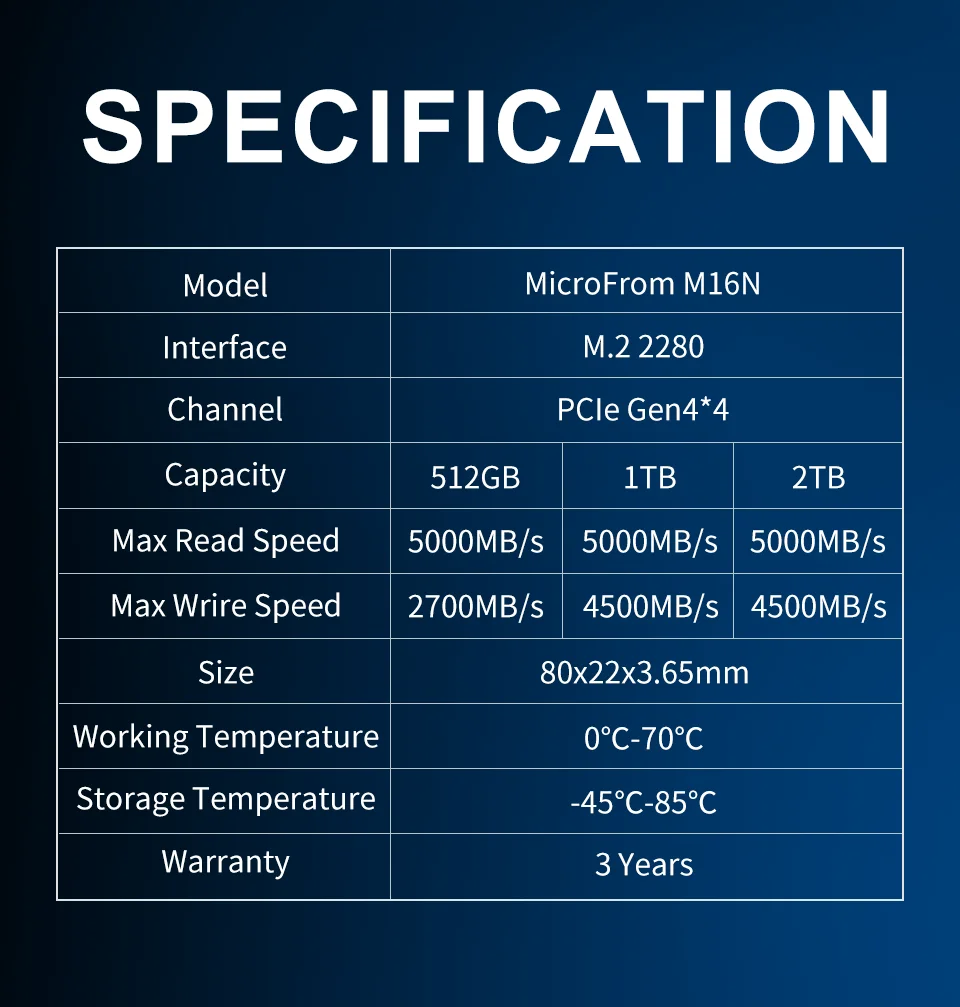 MicroFrom SSD NVMe M2 2TB 1TB 512GB M.2 2280 SSD Drive for PS5 Laptop ...