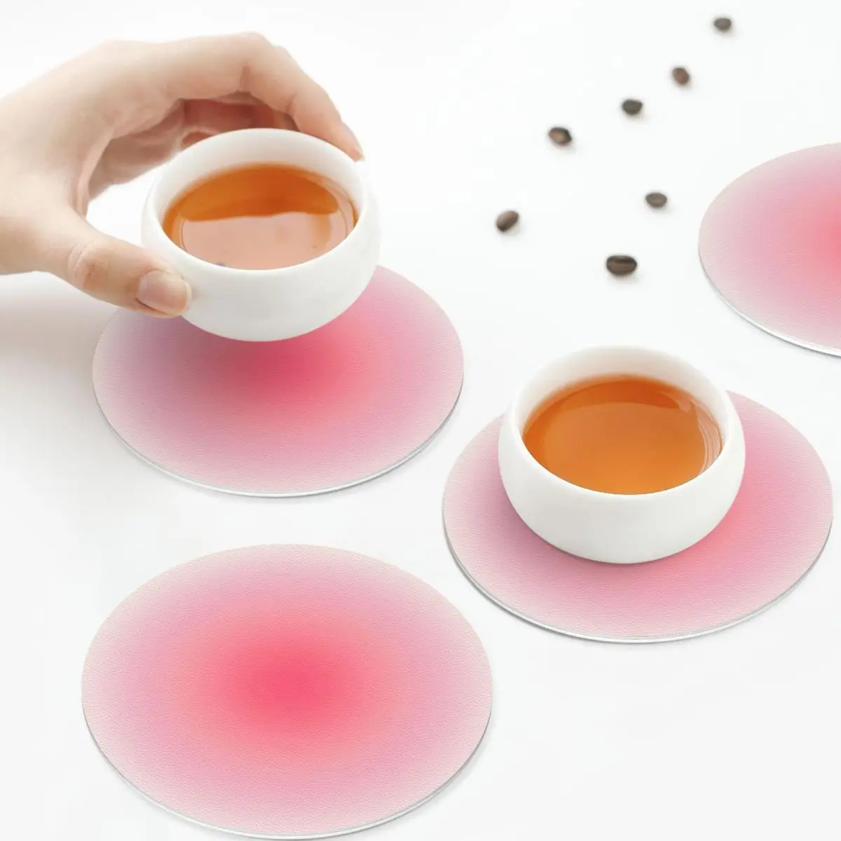 Pink Aura Gradient Open Your Mind Coasters Leather Placemats Non-slip ...