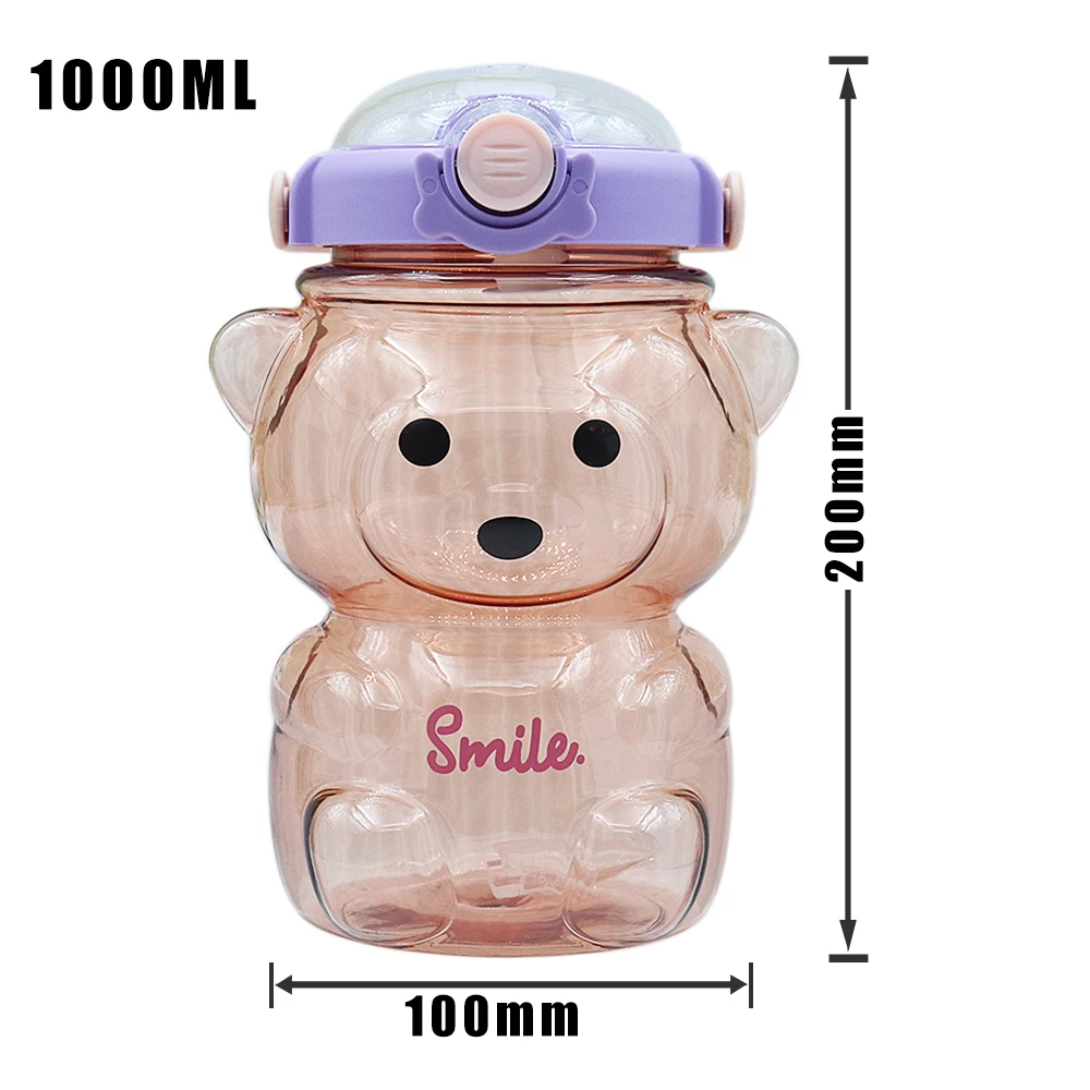 Gourde,bouteille d'eau grande capacité avec paille pour fille, bouilloire ours de voyage, tasse ...