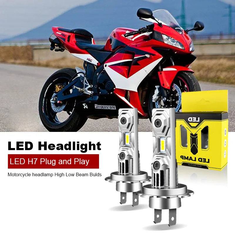 2pcs Motorcycle H7 Led Headlight Bulbs Kit For Honda Cbr 600rr 1000rr ...