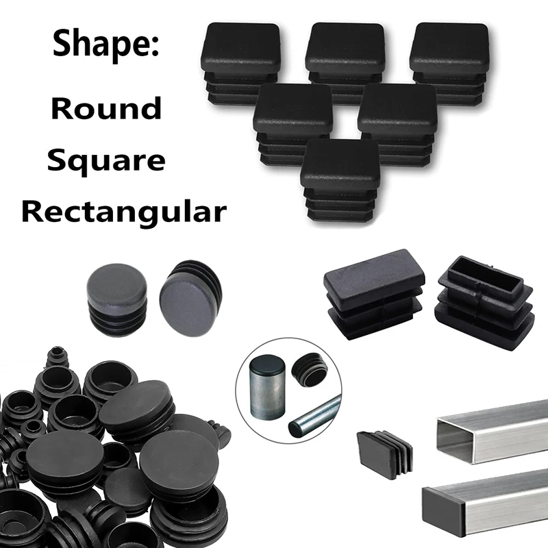 10-16pcs Black Plastic Blanking End Cap Plug Insert Stopper for Chair ...